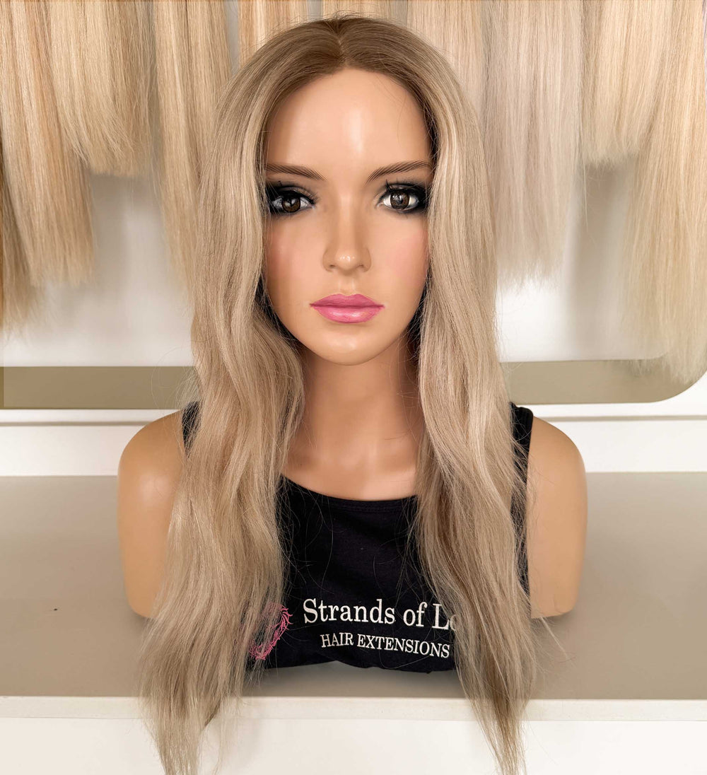 JESSICA - Full Wig - Silver Blonde with #7 Root (#7-SIL) - SKIN top wi